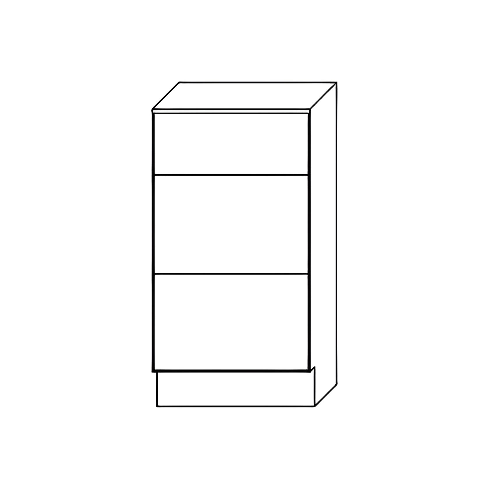 White Oak Kitchen Cabinet, Triple Drawer Base Cabinet 3DB21, 21"x34-1/2"