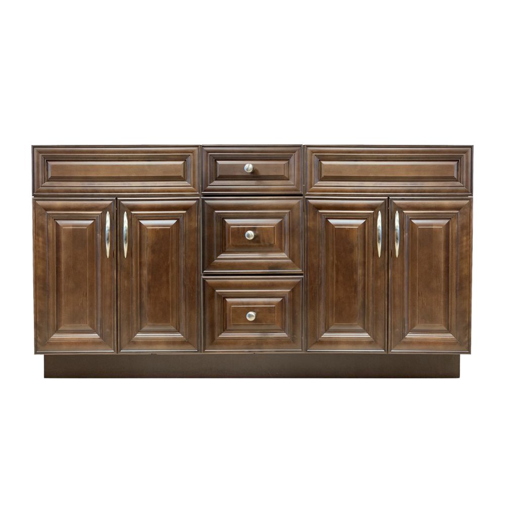 60 inch Solid Wood Double Sink Bathroom Vanity with Quartz Top & Sink ...