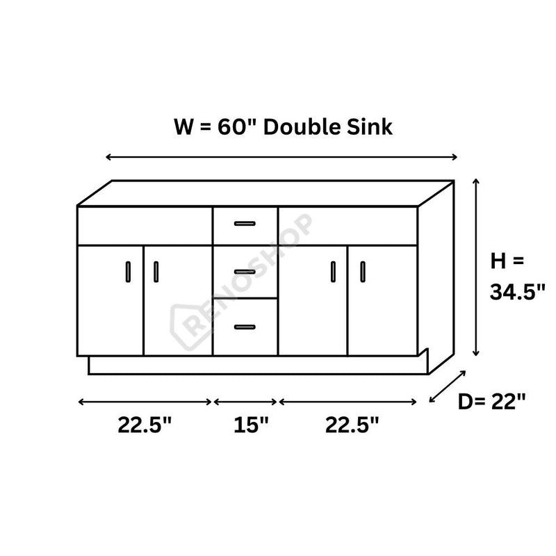 60 inch Solid Wood Double Sink Bathroom Vanity with Quartz Top & Sink ...
