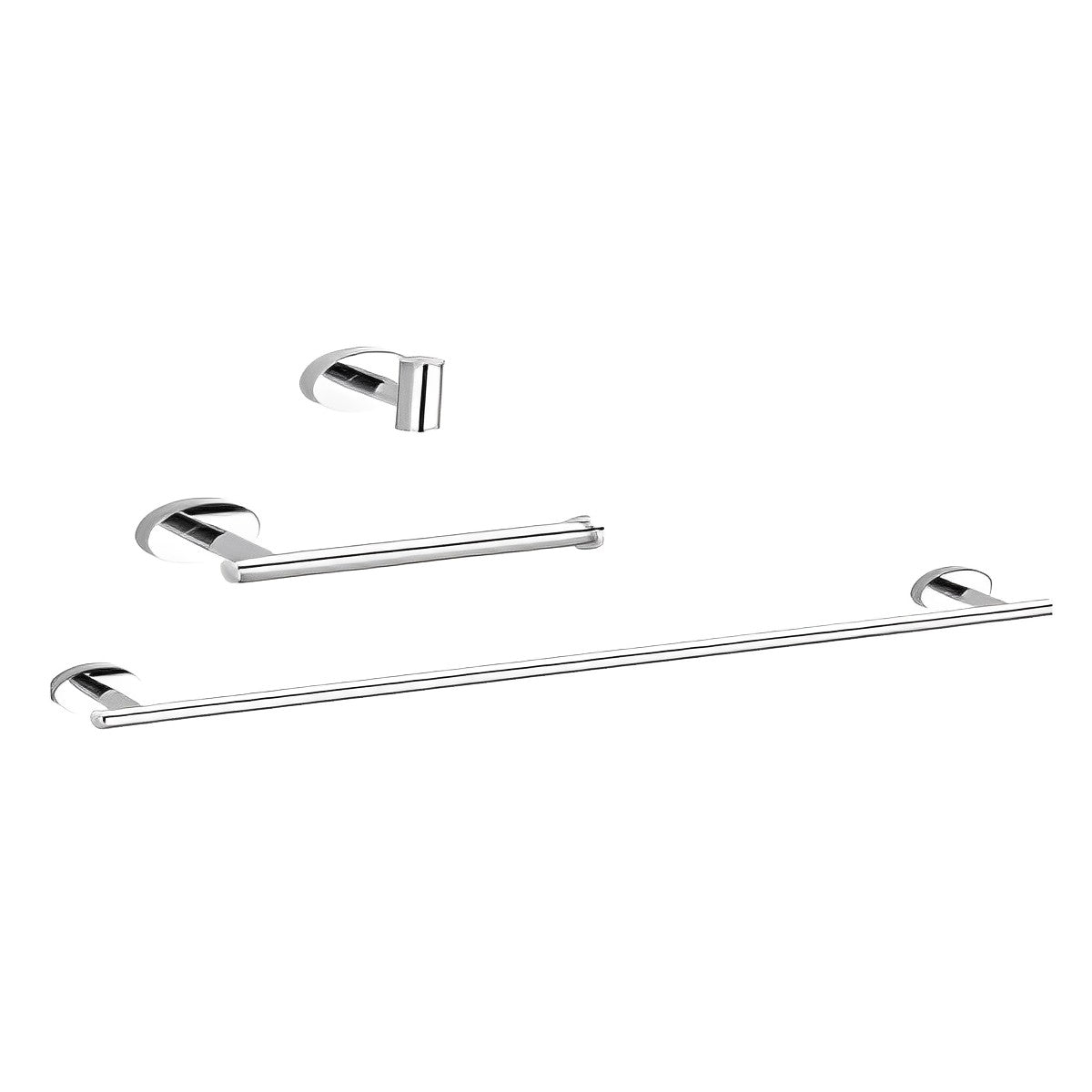 Set of 3 Polished Chrome Round Bathroom Accessories BA01-PM | RenoShop